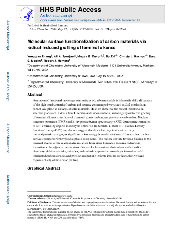 (PDF) Molecular Surface Functionalization of Carbon Materials via ...