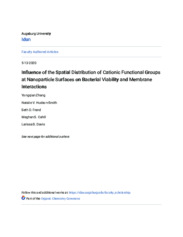(PDF) Influence of the Spatial Distribution of Cationic Functional ...