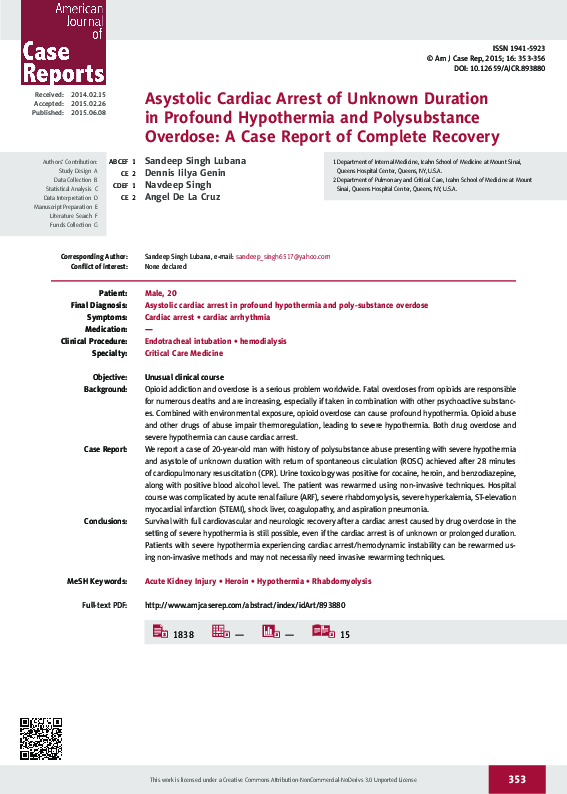(PDF) Asystolic Cardiac Arrest of Unknown Duration in Profound ...
