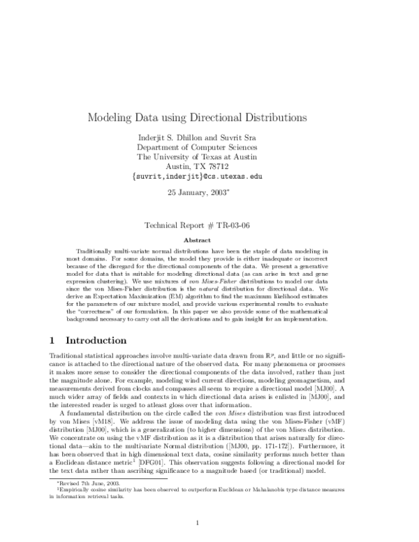 (PDF) Modeling Data Using Directional Distributions | Prateek Jain - Academia.edu