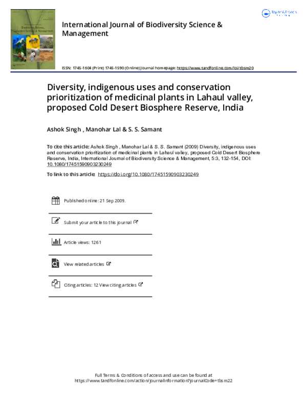(PDF) Diversity, indigenous uses and conservation prioritization of ...
