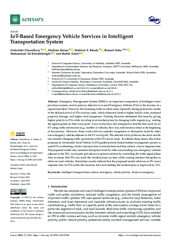 (PDF) IoT-Based Emergency Vehicle Services in Intelligent Transportation System
