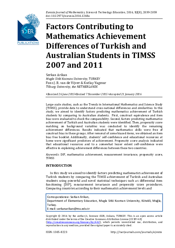 (PDF) Factors Contributing to Mathematics Achievement Differences of ...