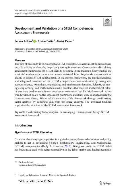 (PDF) Development and Validation of a STEM Competencies Assessment Framework