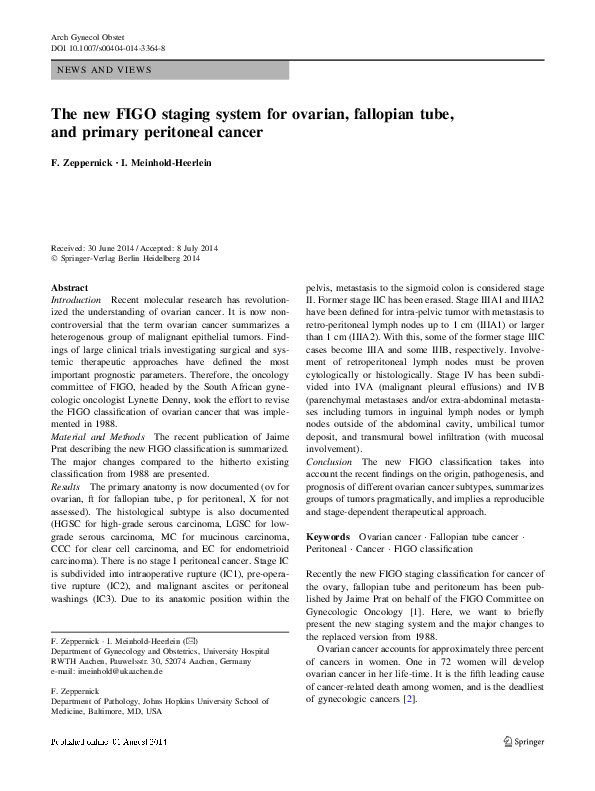 (PDF) The new FIGO staging system for ovarian, fallopian tube, and ...