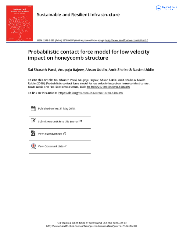 (PDF) Probabilistic contact force model for low velocity impact on ...