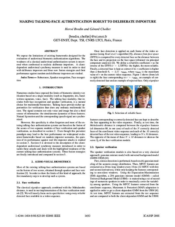 (PDF) Making talking-face authentication robust to deliberate imposture