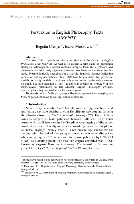 (PDF) Persuasion in English Philosophy Texts (CEPhiT)