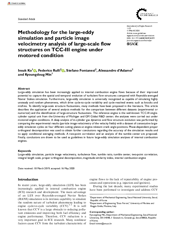 (PDF) Methodology for the large-eddy simulation and particle image ...
