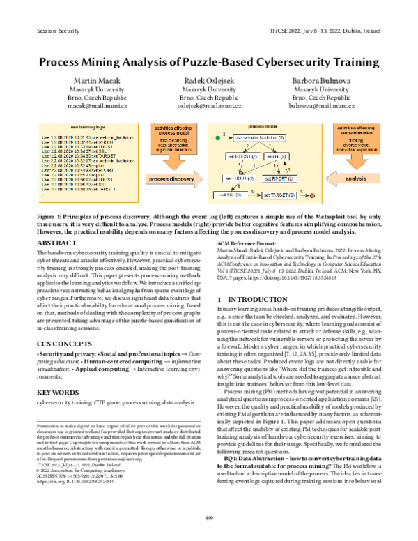 (PDF) Process Mining Analysis of Puzzle-Based Cybersecurity Training