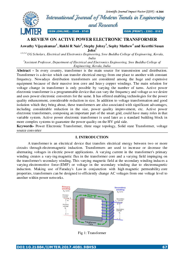 (PDF) A Review on Active Power Electronic Transformer