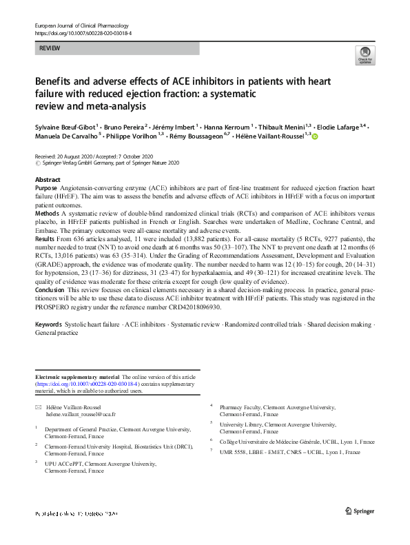 (PDF) Benefits and adverse effects of ACE inhibitors in patients with ...