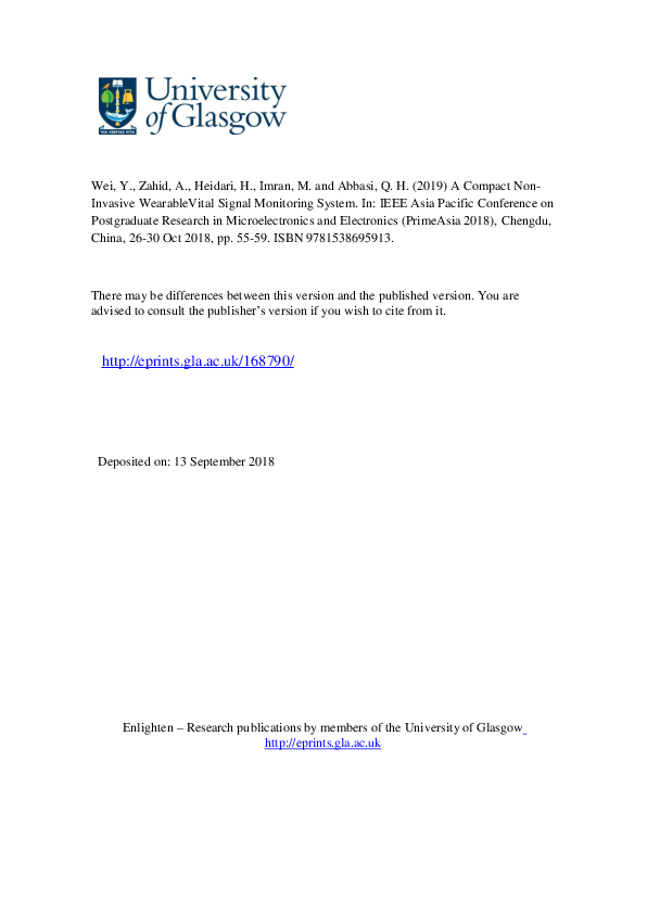 (PDF) A compact Non-Invasive WearableVital Signal Monitoring System