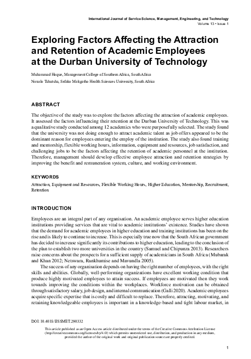 (PDF) Exploring Factors Affecting the Attraction and Retention of ...