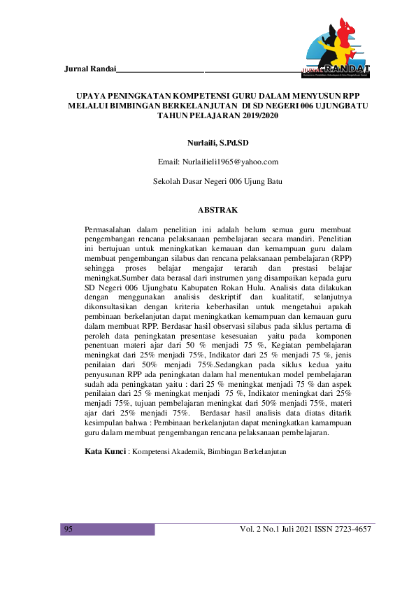 (PDF) Upaya Peningkatan Kompetensi Guru Dalam Menyusun RPP Melalui Bimbingan Berkelanjutan DI SD ...