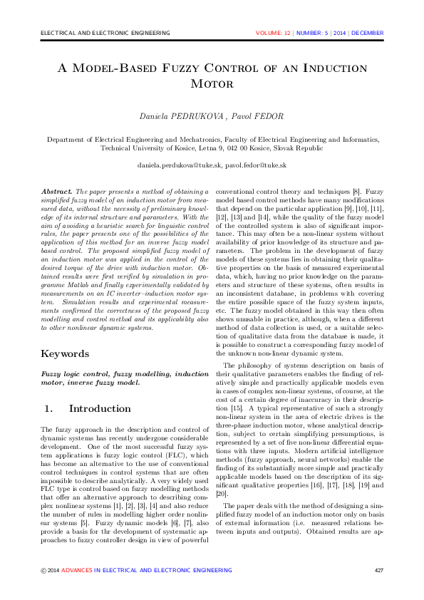 (PDF) A Model-Based Fuzzy Control of an Induction Motor