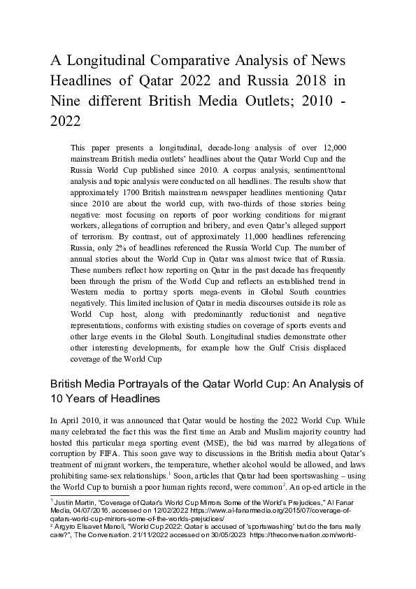 (DOC) A Longitudinal Comparative Analysis of News Headlines of Qatar ...