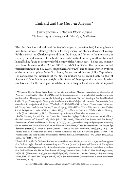 (PDF) Einhard and the Historia Augusta