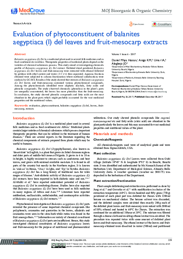 (PDF) Evaluation of Phytoconstituent of Balanites AEGYPTIACA (L) Del ...