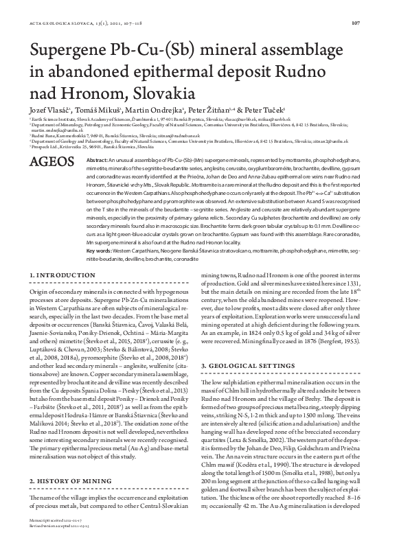 (PDF) Supergene Pb-Cu-(Sb) mineral assemblage in abandoned epithermal ...