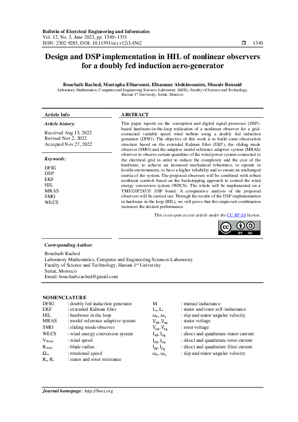 Pdf Design And Dsp Implementation In Hil Of Nonlinear Observers For A Doubly Fed Induction