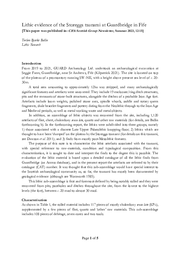 (PDF) 2023: Lithic evidence of the Storegga tsunami at Guardbridge in ...