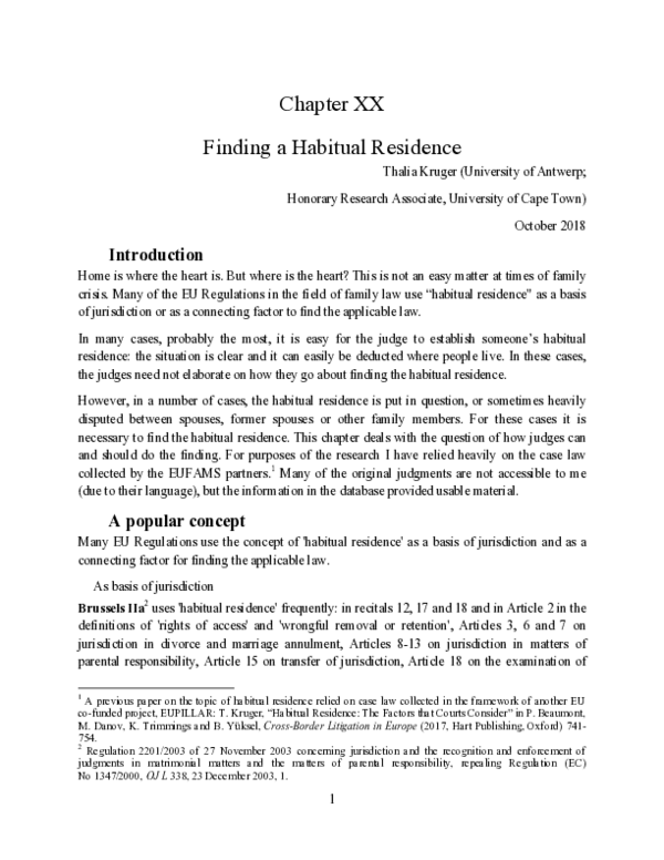 (PDF) Finding a Habitual Residence