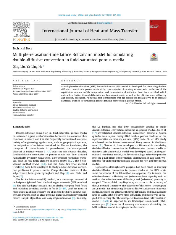 (PDF) Multiple-relaxation-time lattice Boltzmann model for the axisymmetric convection diffusion ...