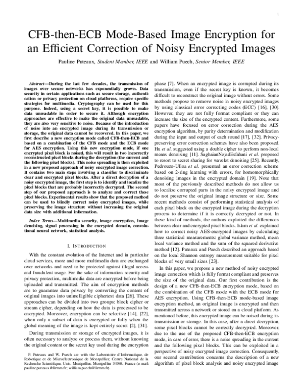 (PDF) CFB-Then-ECB Mode-Based Image Encryption for an Efficient ...