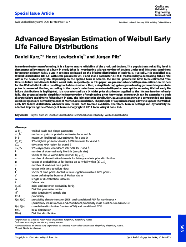 (PDF) Advanced Bayesian Estimation of Weibull Early Life Failure ...