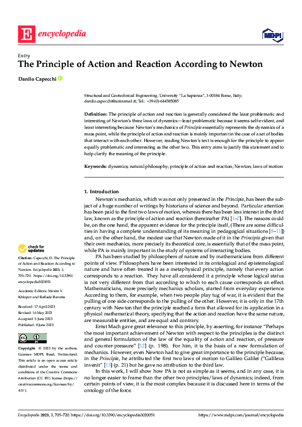 (PDF) The Principle of Action and Reaction According to Newton