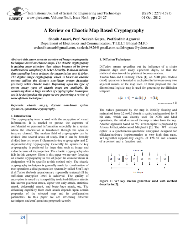 (PDF) A Review on Chaotic Map Based Cryptography