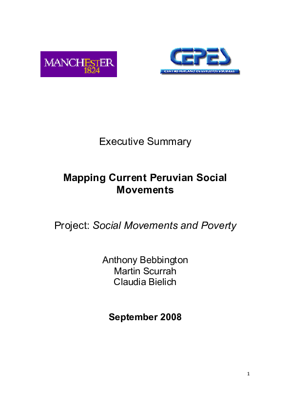 (PDF) Mapping current Peruvian social movements | Anthony Bebbington ...