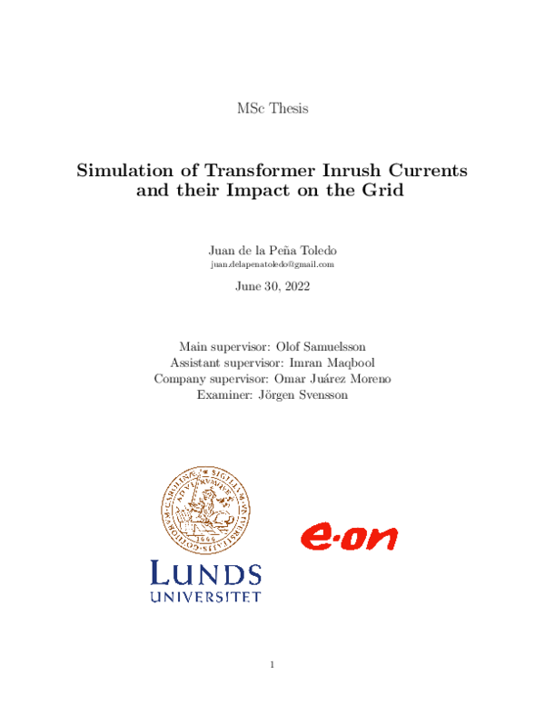 (PDF) Simulation of Transformer Inrush Currents and their Impact on the ...