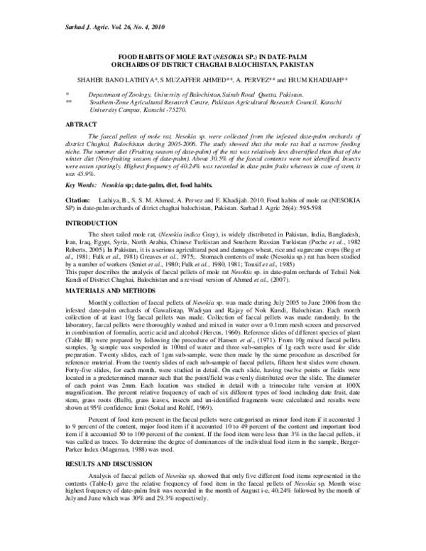 (PDF) Food habits of mole rat (Nesokia sp.) in date-palm orchards of ...