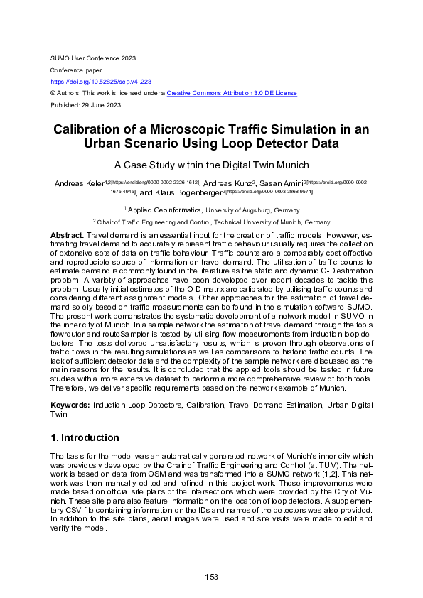 Pdf Calibration Of A Microscopic Traffic Simulation In An Urban