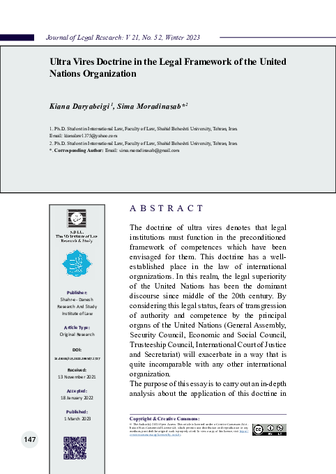 (PDF) Ultra Vires Doctrine in the Legal Framework of the United Nations ...