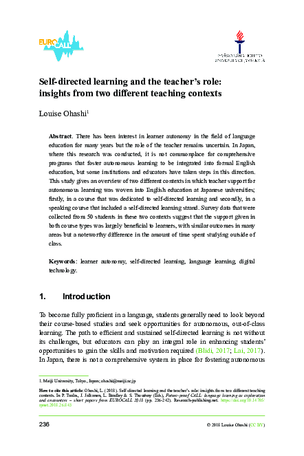 (PDF) Self-directed learning and the teacher’s role: insights from two ...