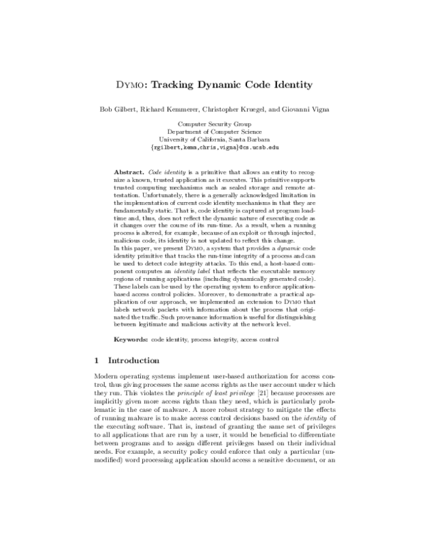 (PDF) Dymo: Tracking Dynamic Code Identity