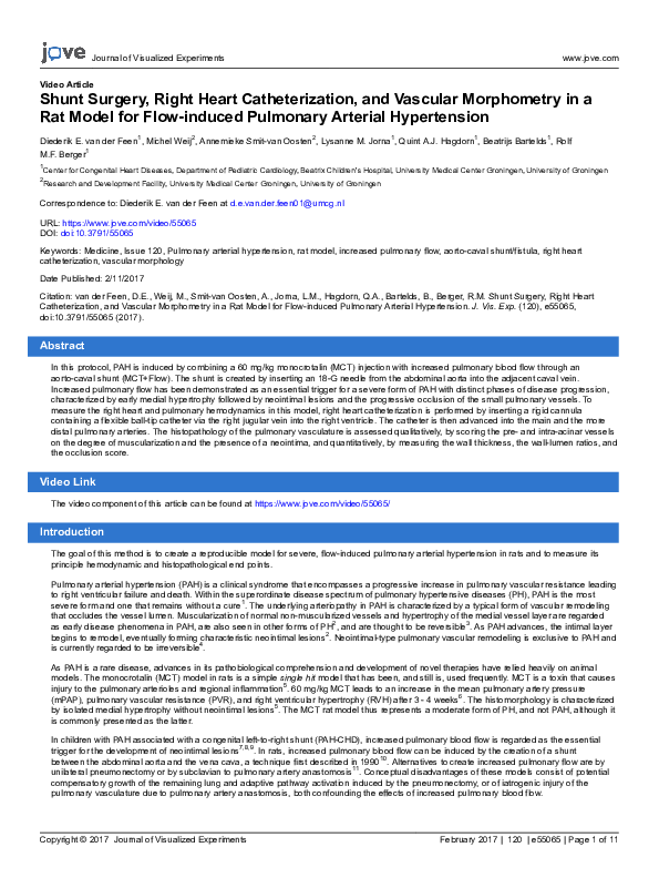 (PDF) Shunt Surgery, Right Heart Catheterization, and Vascular ...