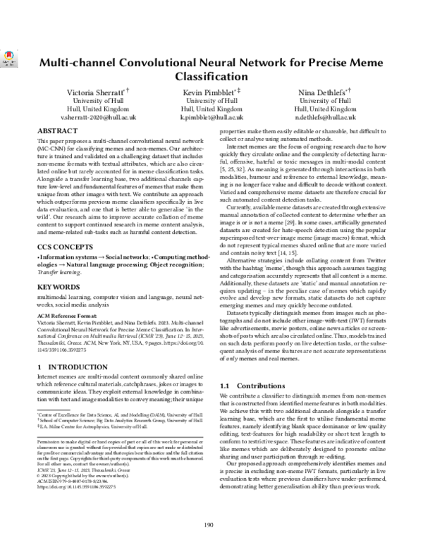(PDF) Multi-channel Convolutional Neural Network for Precise Meme ... (PDF) Multi-channel Convolutional Neural Network for Precise Meme ...