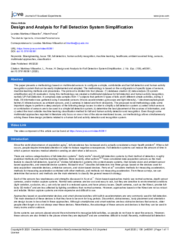 (PDF) Design and Analysis for Fall Detection System Simplification