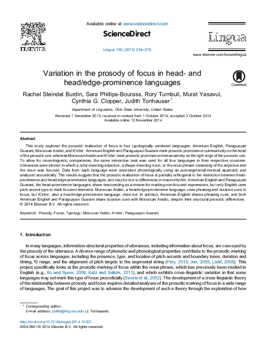 (PDF) Variation in the prosody of focus in head- and head/edge ...