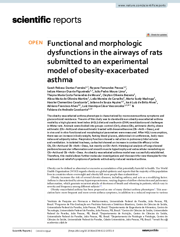 (PDF) Functional and morphologic dysfunctions in the airways of rats ...