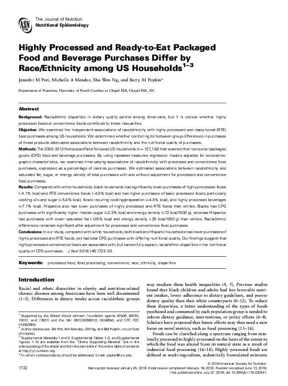 (PDF) Highly Processed and Ready-to-Eat Packaged Food and Beverage ...