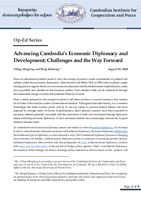 (PDF) Advancing Cambodia’s Economic Diplomacy and Development ...