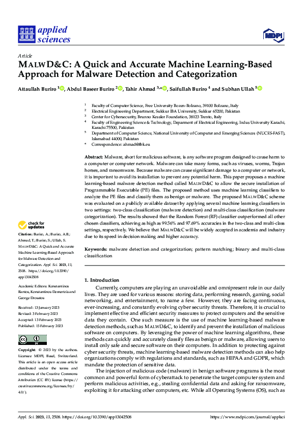 (PDF) MalwD&C: A Quick and Accurate Machine Learning-Based Approach for ...