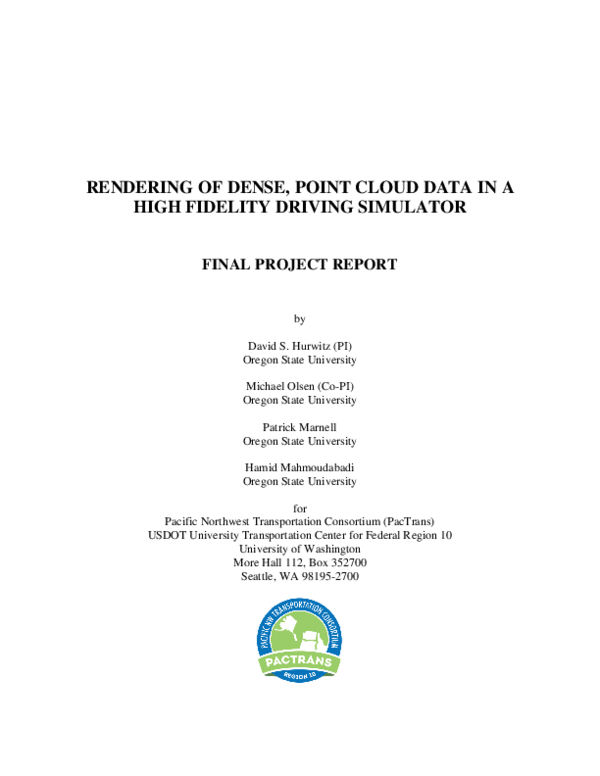 (PDF) Rendering of Dense, Point Cloud Data in a High Fidelity Driving ...