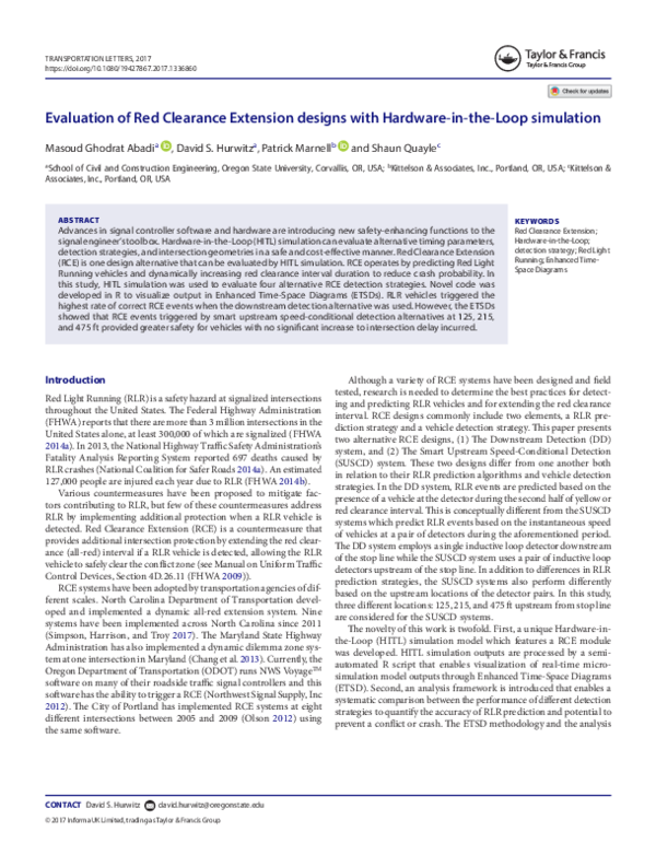 (PDF) Evaluation of Red Clearance Extension designs with Hardware-in-the-Loop simulation ...