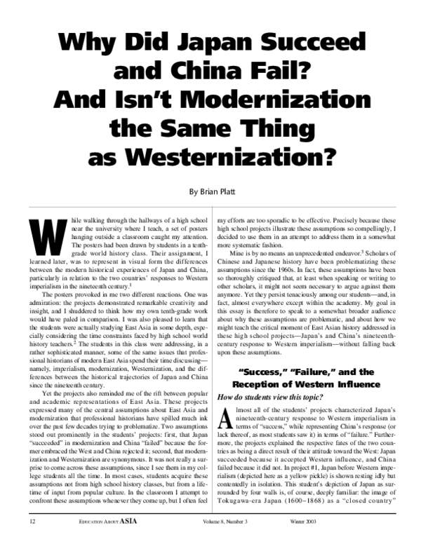 (PDF) Why did Japan Succeed and China Fail? And Isn’t Modernization the ...